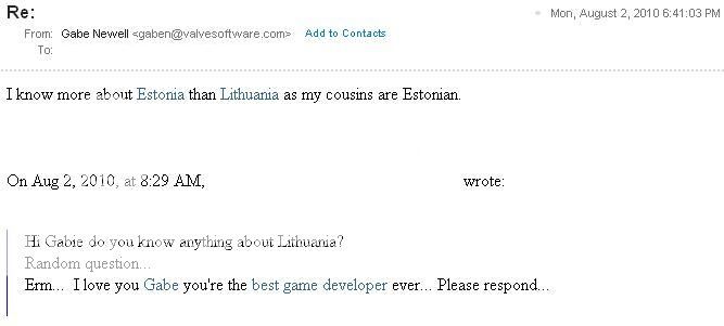 Gabemail challenge. Get a response from Gaben the brother, get morale ...